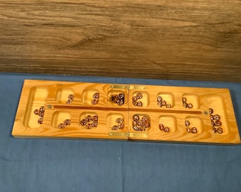 African Mancala Game Ncho Local Solitaire Game Handcarved Wooden Box ...