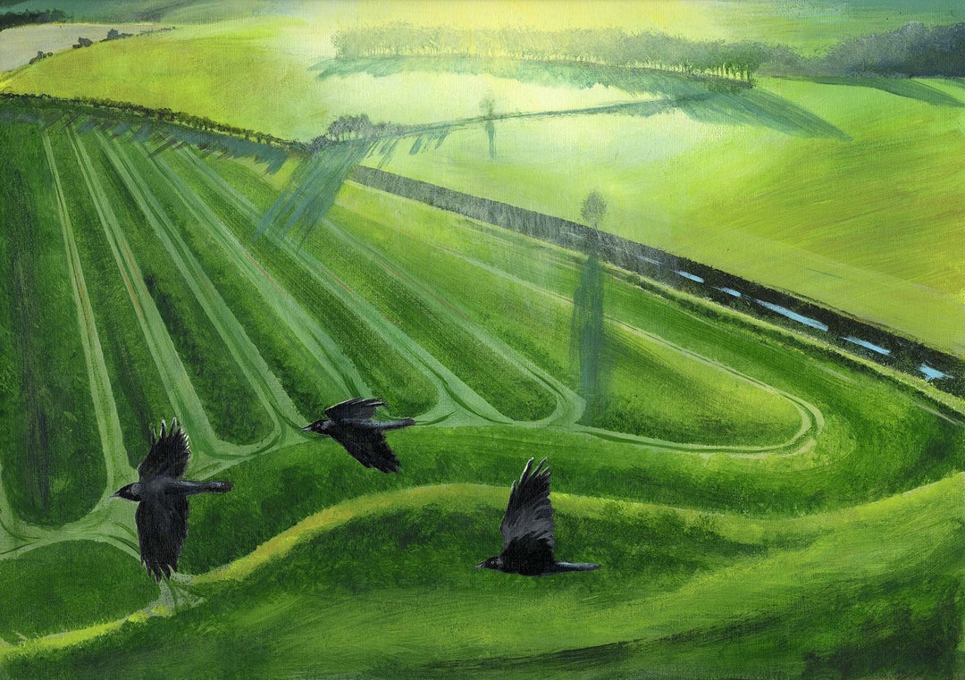 Jackdaws, Rooks, Crows, Corvids, Birds, the Ridgeway, Flying, Acrylic ...