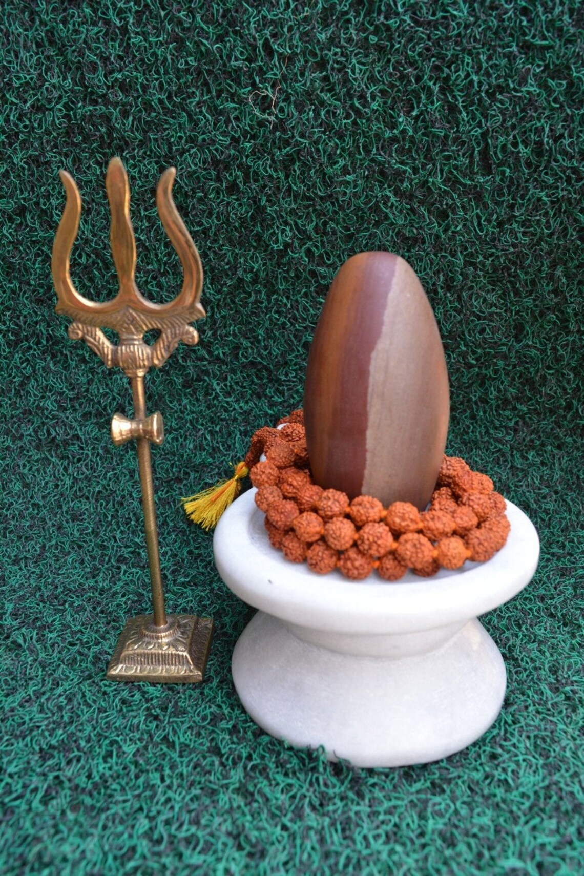 Shivling With Jalaheri Yoni Hindu Brass Trisul & 10 mm Japa | Etsy