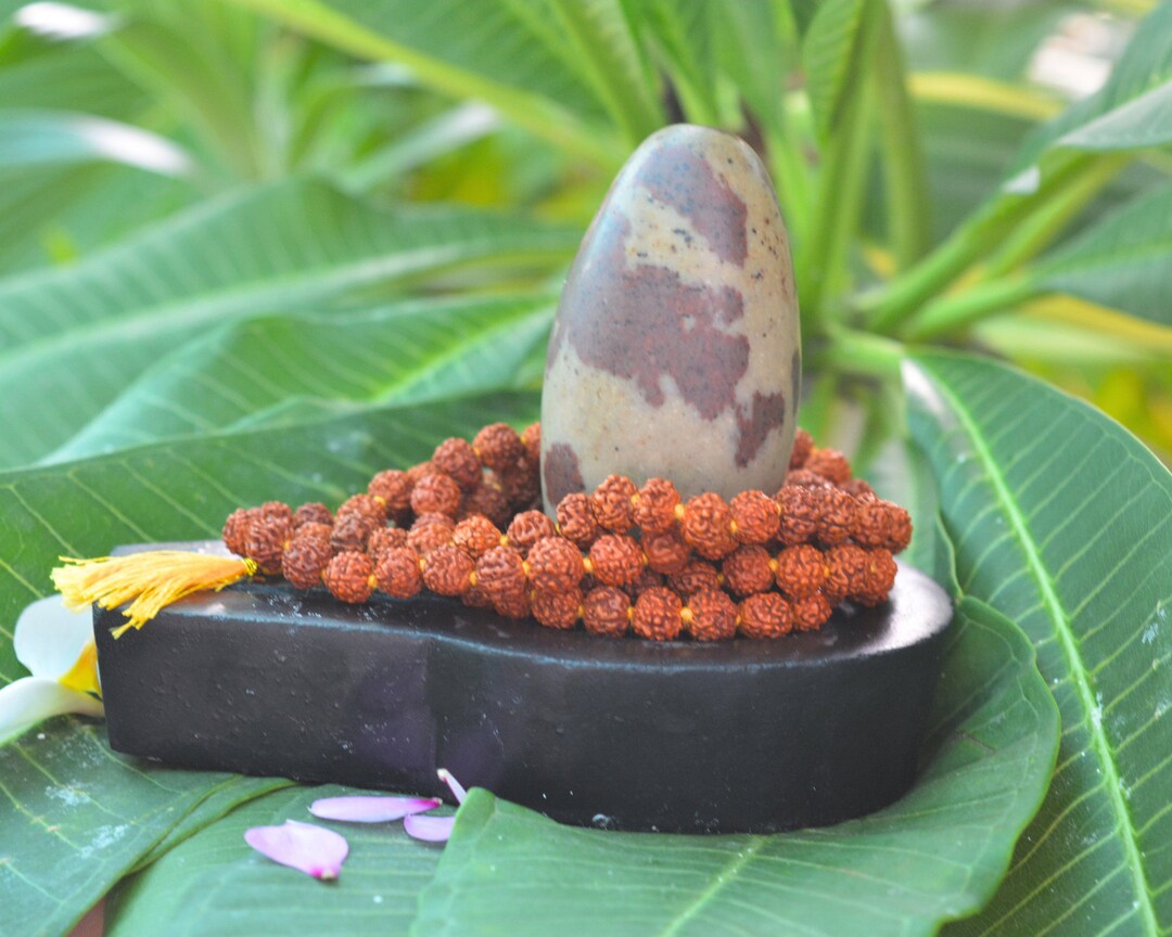 3 Inch Natural Shiva Lingam 5 Inch Yoni Base With 6mm Mala Original ...