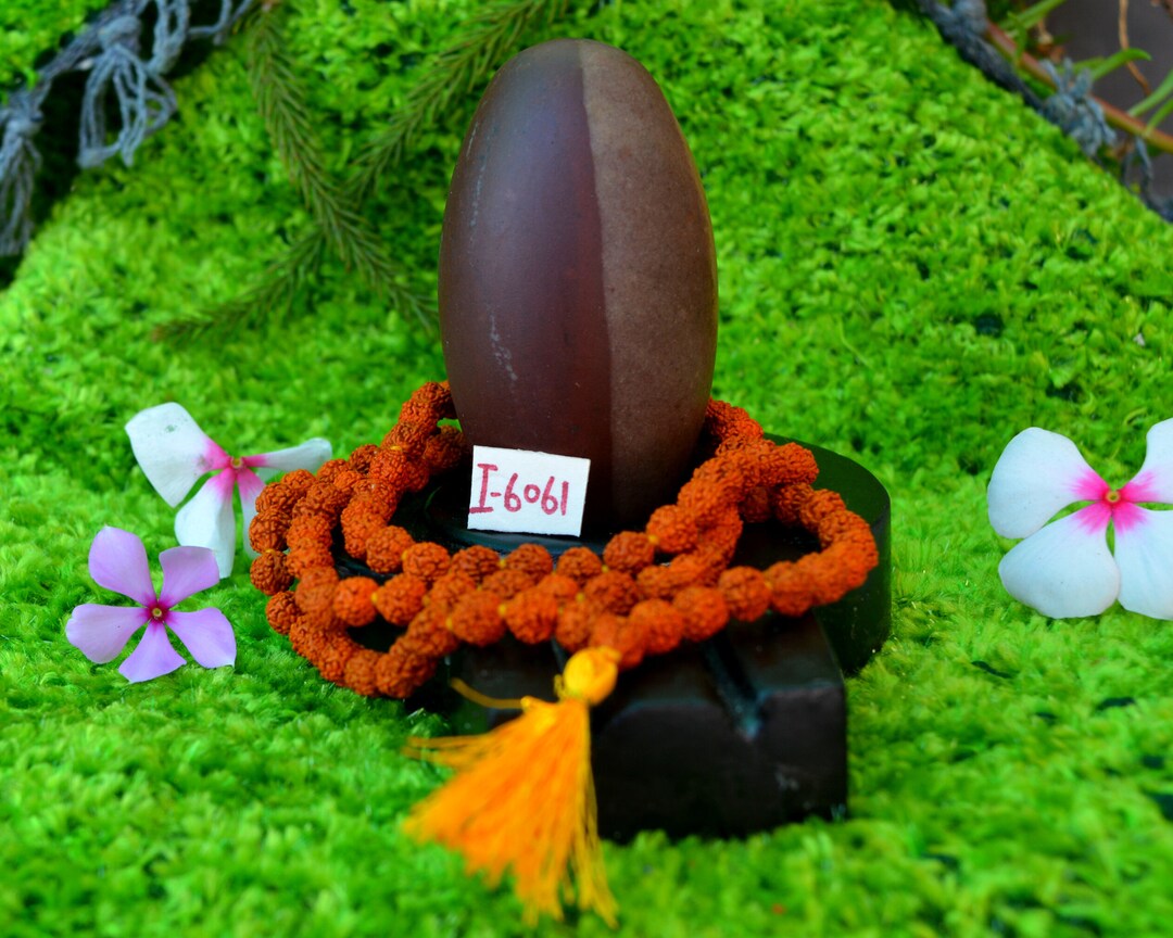 3.25large Shiva Lingam, 5.25 Yoni Base With 6mm Mala Narmada River ...