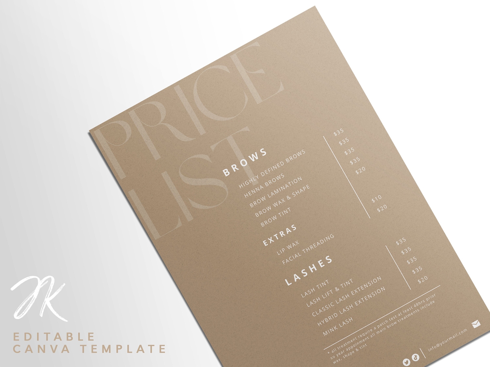 Boho Beauty Price List Template: Salon Pricing Sheet (canva Pro, 5x7 ...
