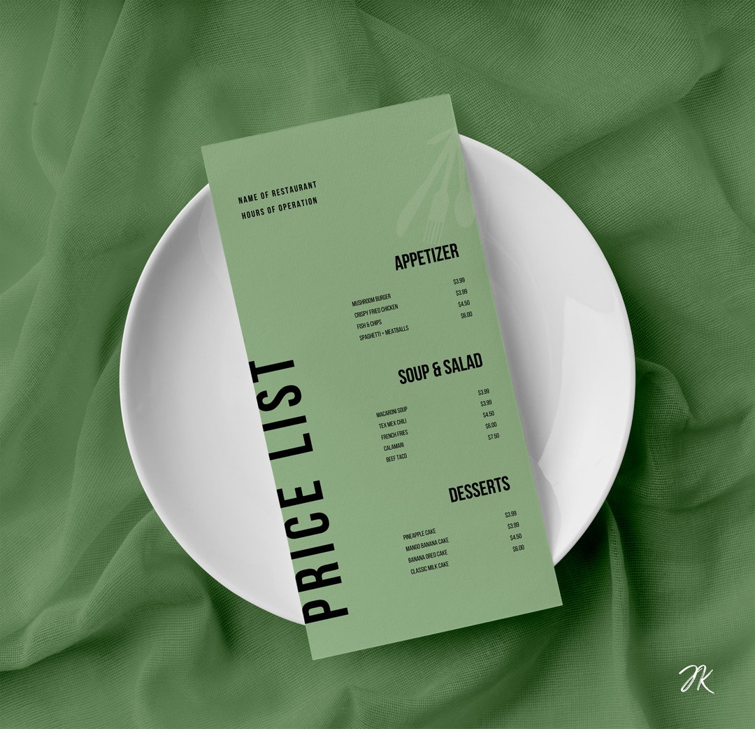 Food Menu Canva DIY Template DIY Hospitality Menu Template - Etsy