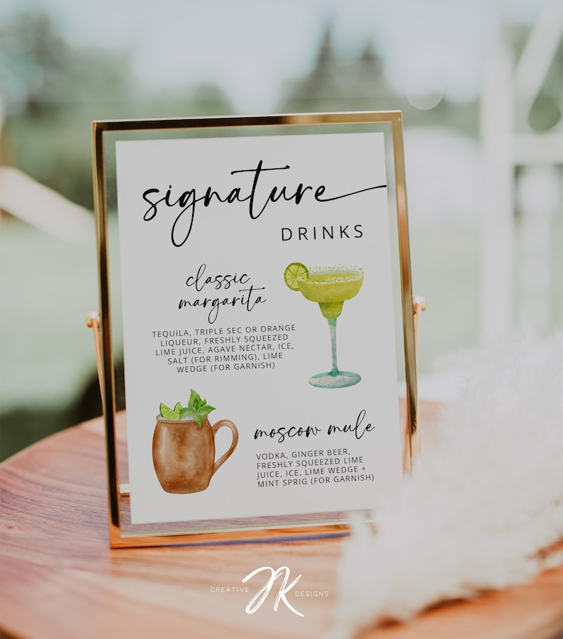 Signature Drink Sign Bar Menu Template Modern Drink Menu - Etsy
