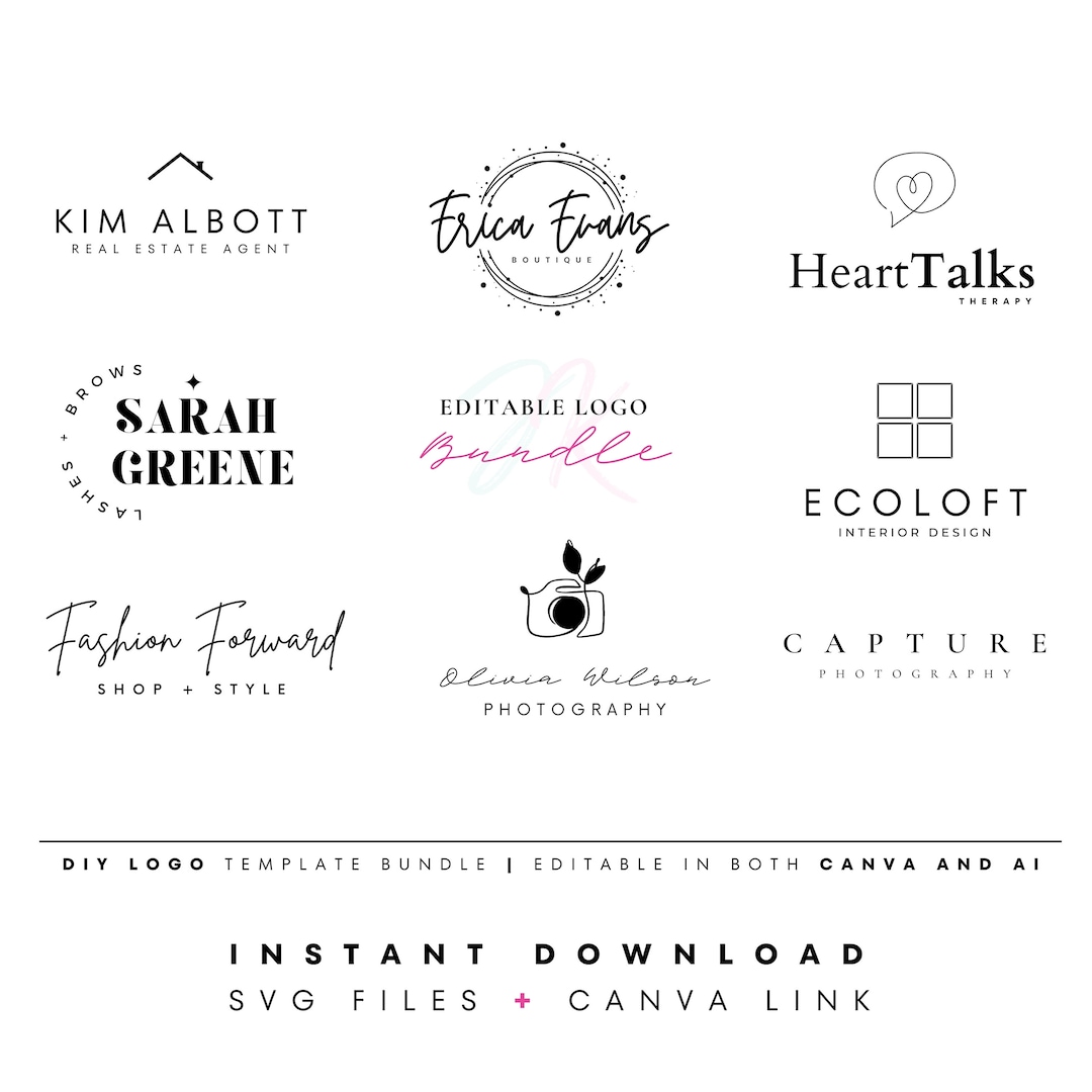 Editable Logo Canva Template Bundle | Canva and SVG Logo Templates ...