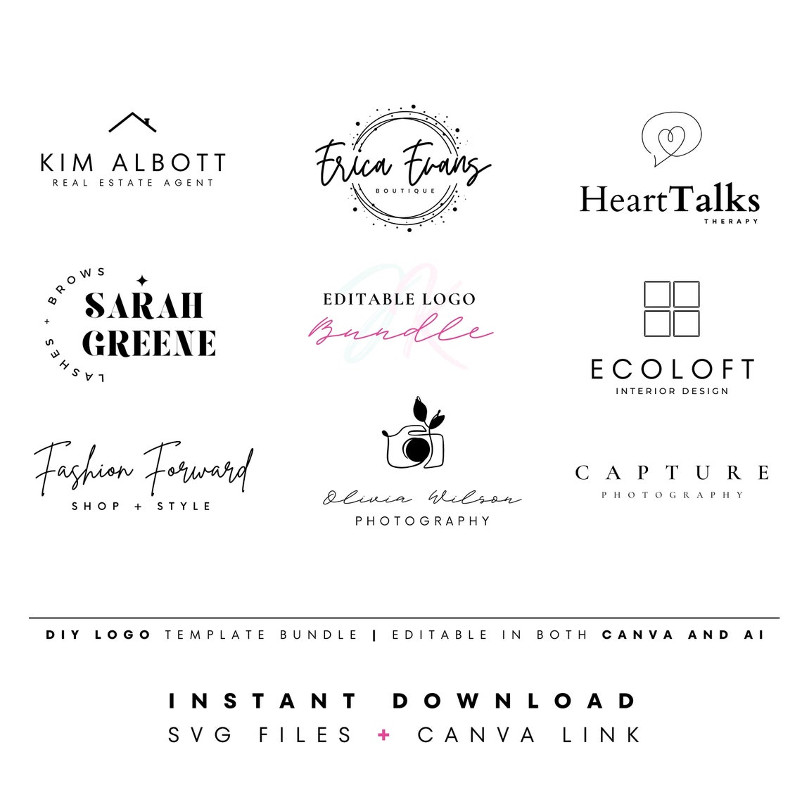 Editable Logo Canva Template Bundle Canva and SVG Logo - Etsy