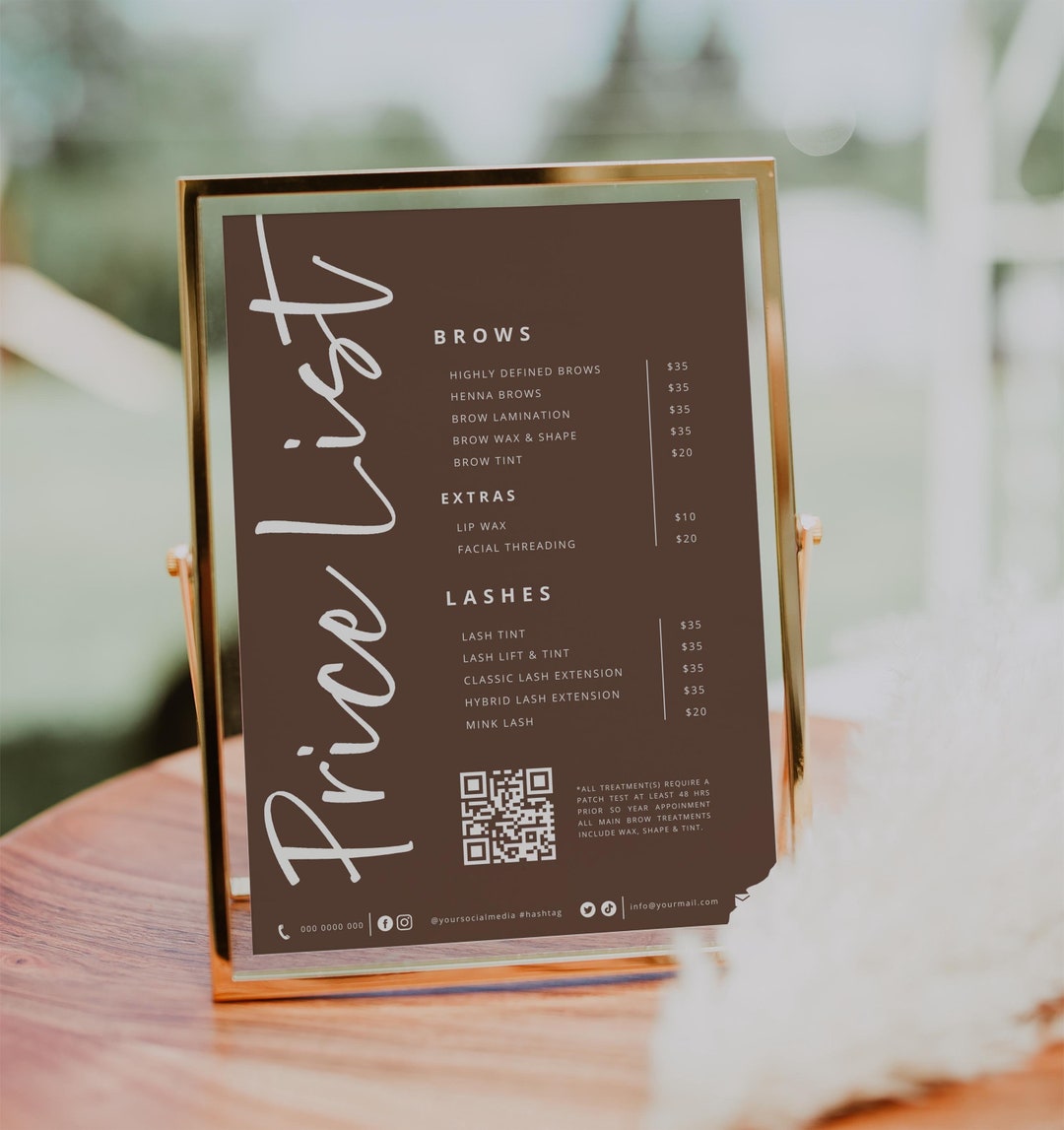 Mocha Mousse Beauty Salon Price List Template (canva Pro) - Etsy