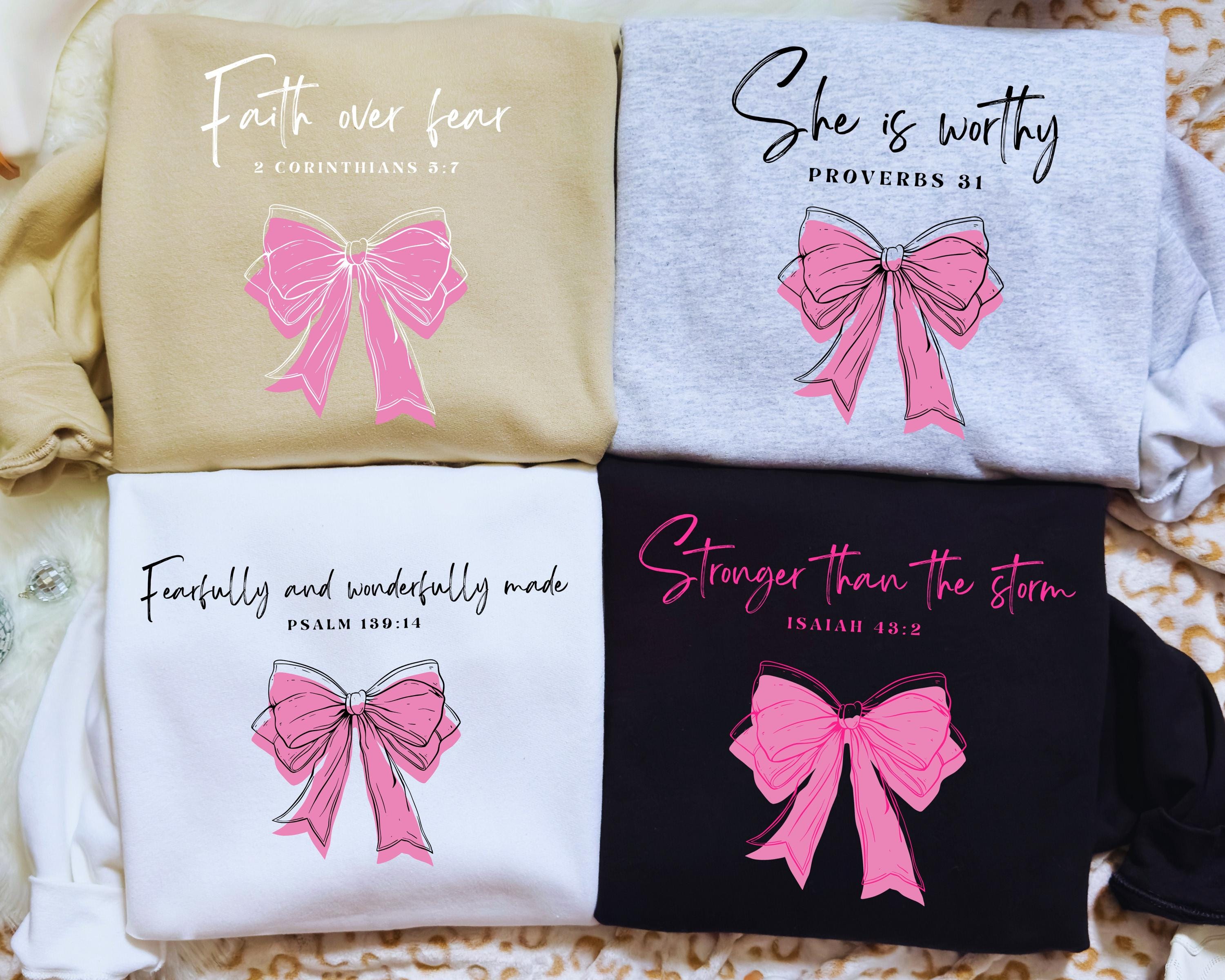 Coquette Christian PNG Bundle: Bible Verse, Pink Bow Design (digital ...