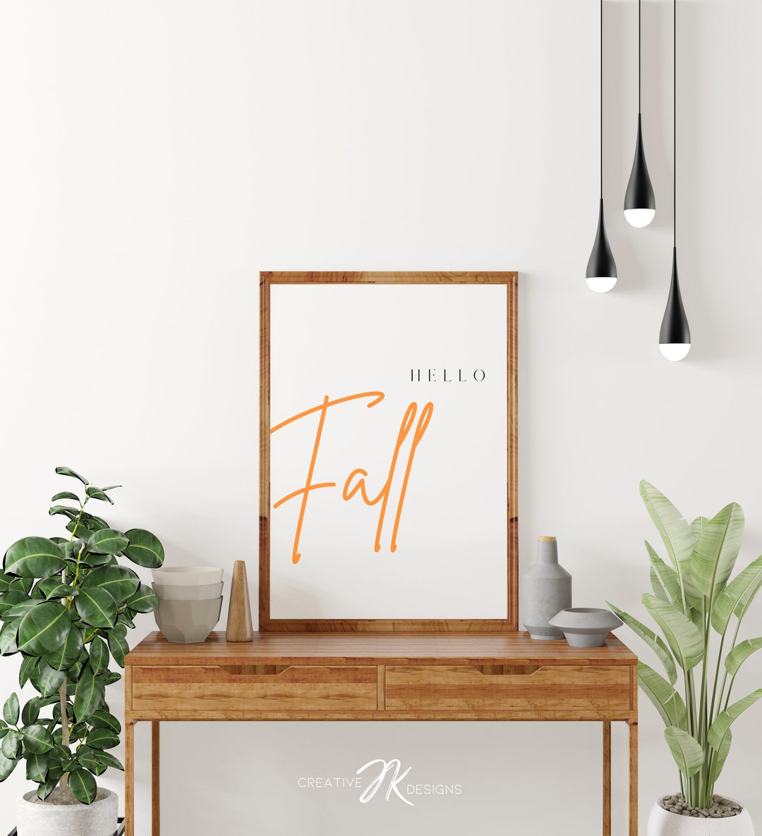 HELLO FALL 2 for 1 Wall Art Quote Print Set | Seasonal Wall Decor ...