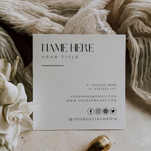 White Square Business Card | DIY Canva Cards | Printable Card | Small ...