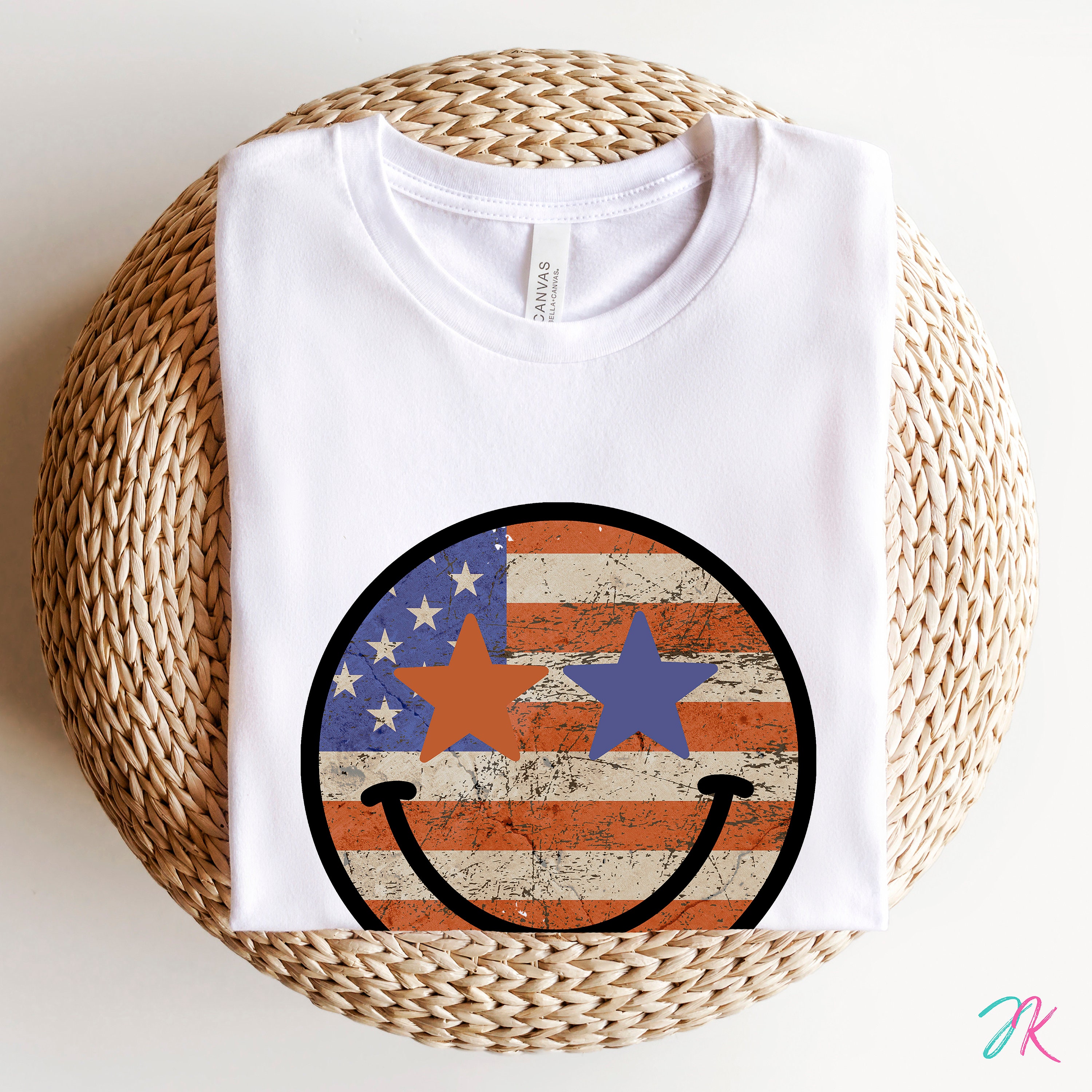 Retro American Flag Smiley Face PNG USA Smiley Sublimation - Etsy