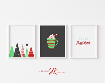 Feliz Navidad Printable. Merry Christmas spanish. Xmas - Etsy