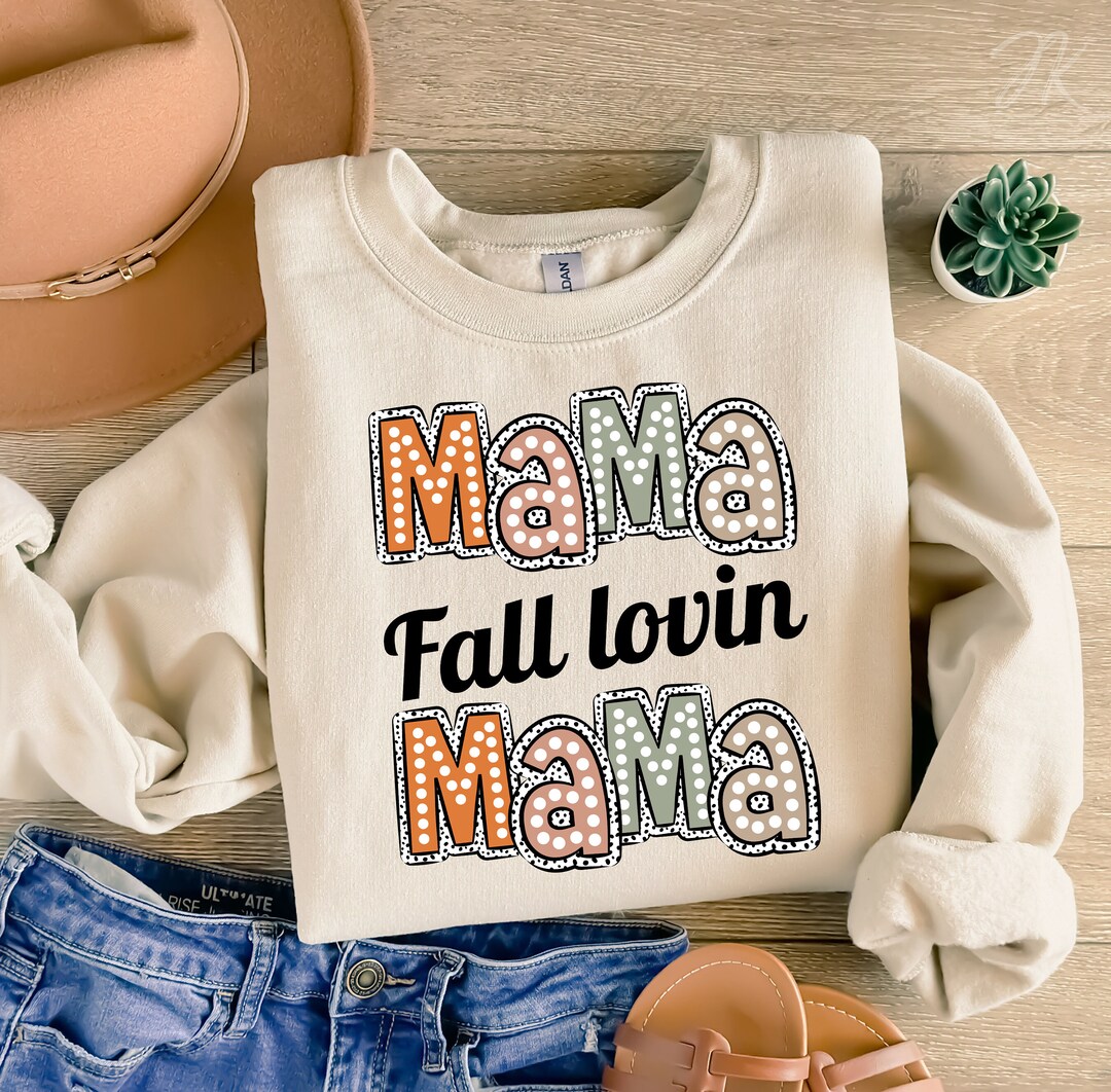 Retro Fall Lovin Mama PNG Dalmation Dots Shirt Sublimation Fall Sayings ...