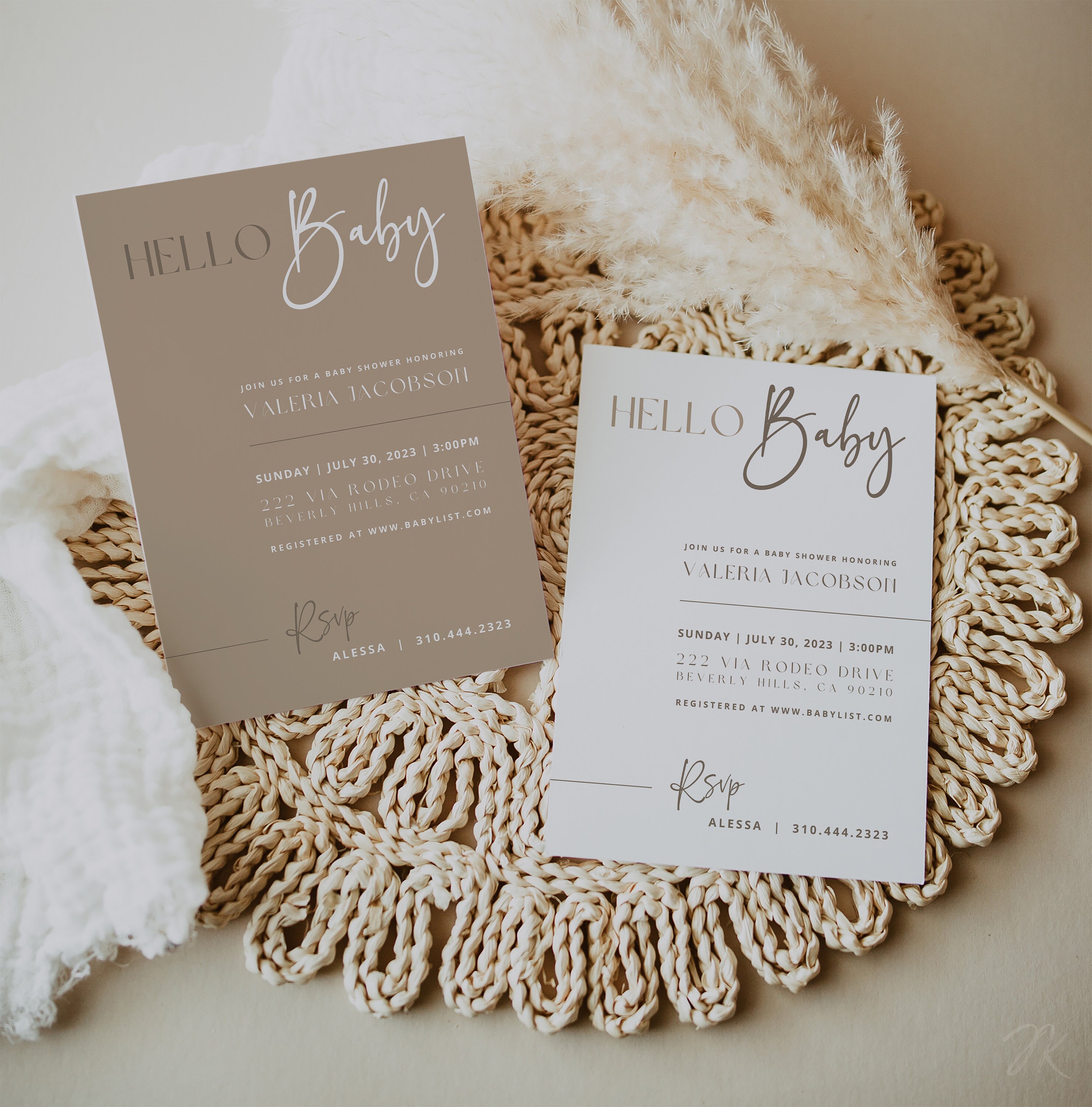 Boho Baby Shower Invitation Bundle: Neutral Editable Invite (instant ...