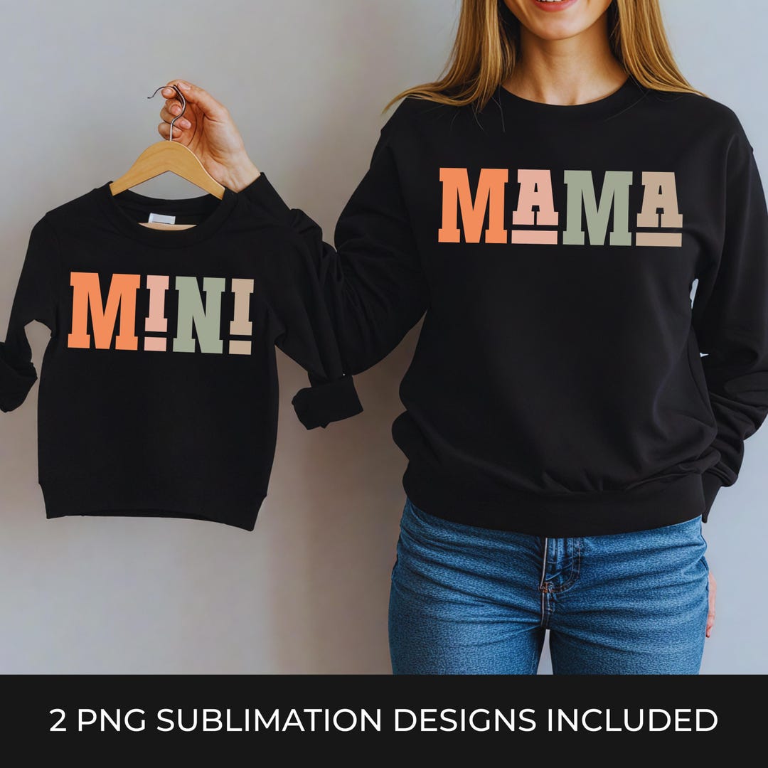Varsity Mama and Mini PNG Bundle: Boho Mommy and Me Designs (digital ...