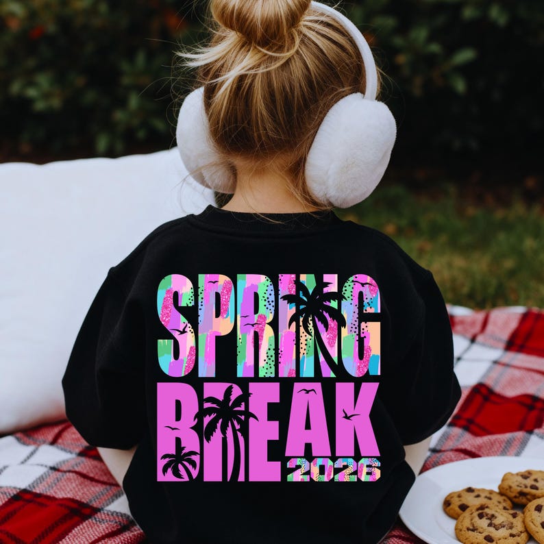 Spring Break 2026 PNG | Retro Neon Beach Palm Vacation Design (digital ...