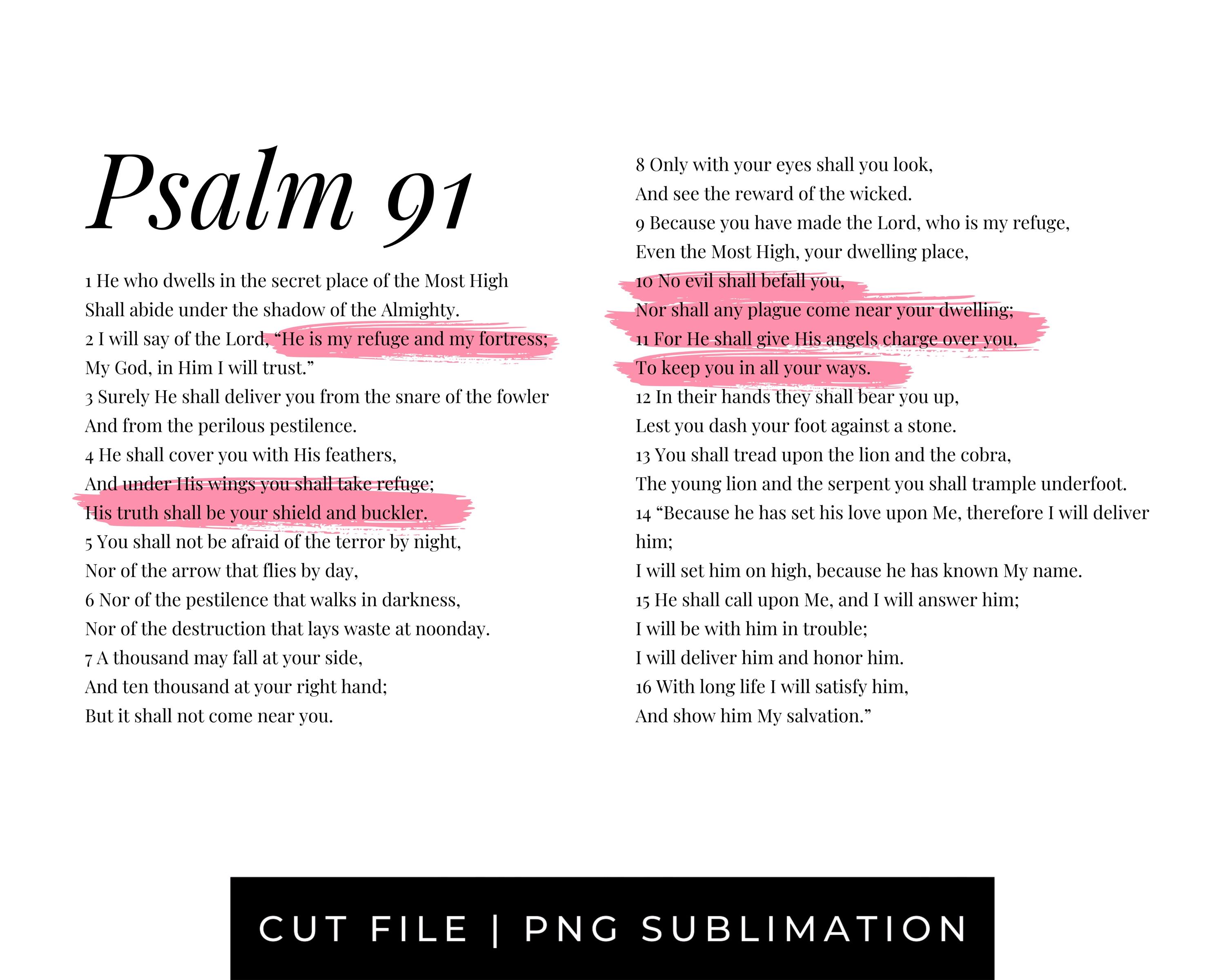 Psalms 91 PNG Bundle: Christian Sublimation Design for 16oz Libbey ...