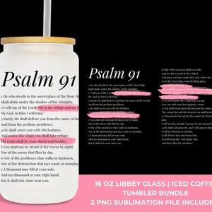 Psalms 91 PNG Bundle: Christian Sublimation Design for 16oz Libbey ...