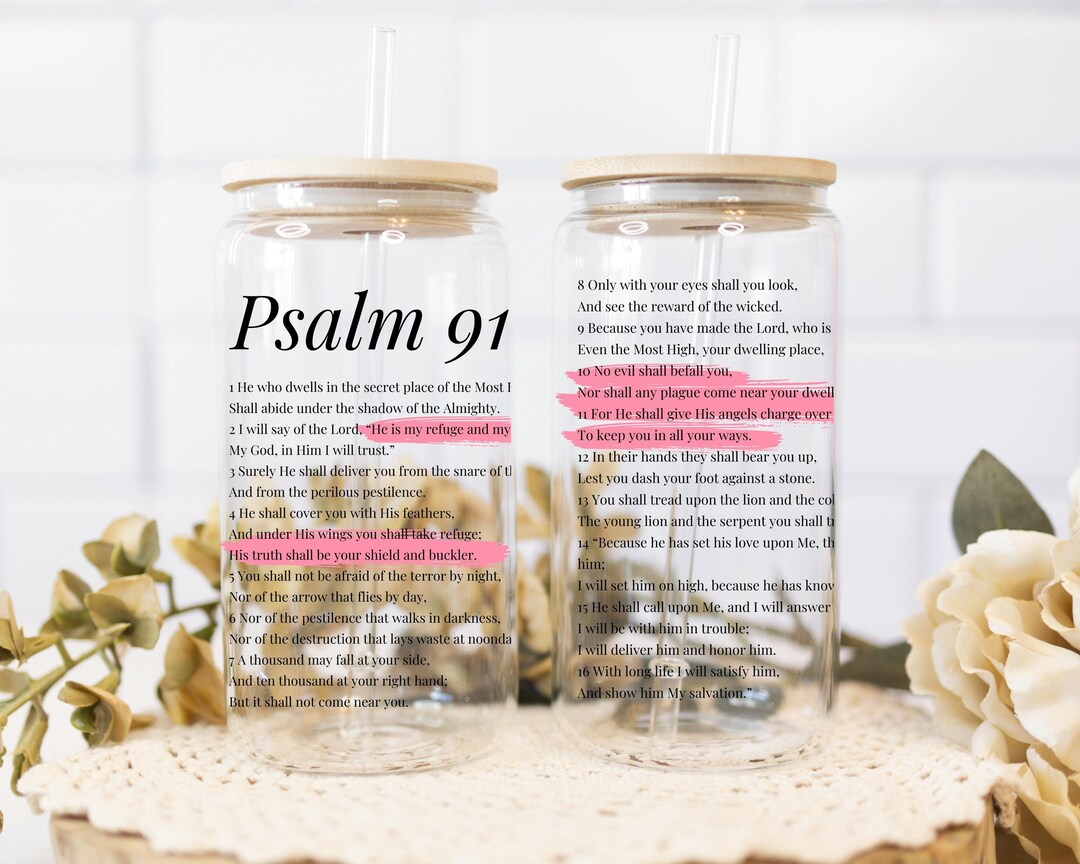 Psalms 91 PNG Bundle: Christian Sublimation Design for 16oz Libbey ...