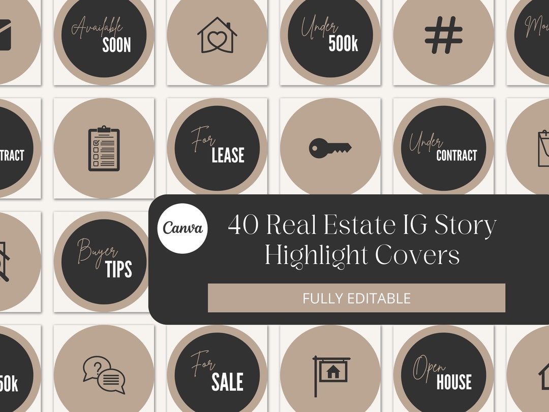 Boho Real Estate Instagram Highlight Covers: Canva Pro Templates ...
