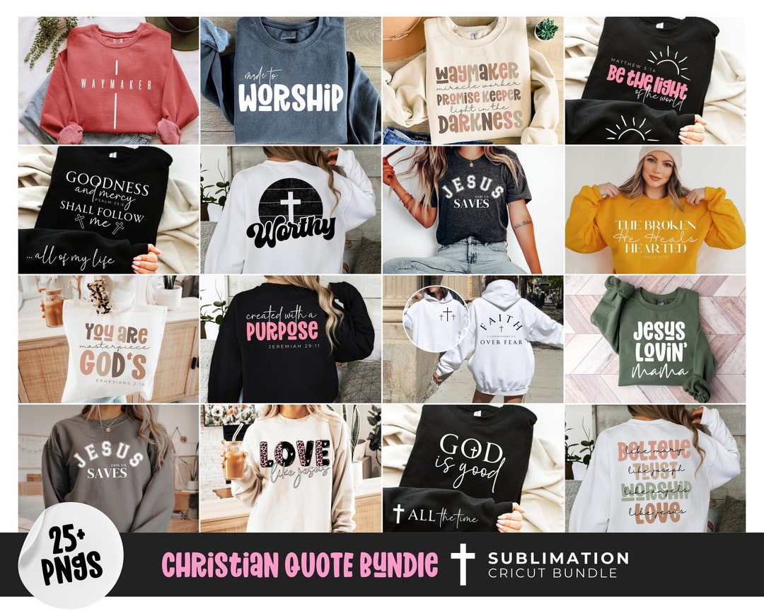 Christian Quotes PNG Bundle: Bible Verse Sublimation Designs ...