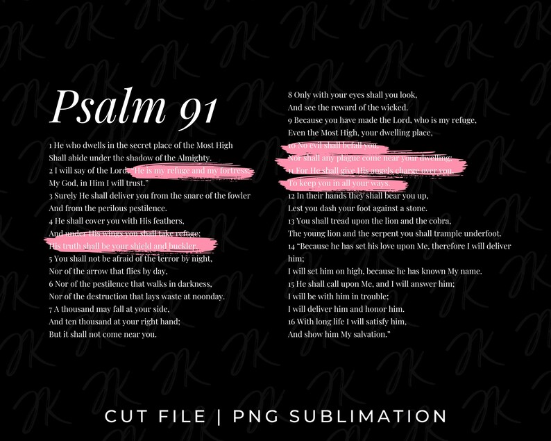 Psalms 91 PNG Bundle: Christian Sublimation Design for 16oz Libbey ...