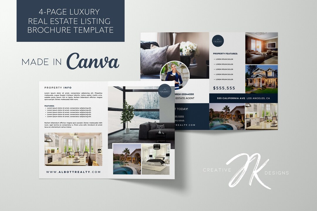 Luxury 4 Page A4 Real Estate Listing Brochure | Editable Property ...