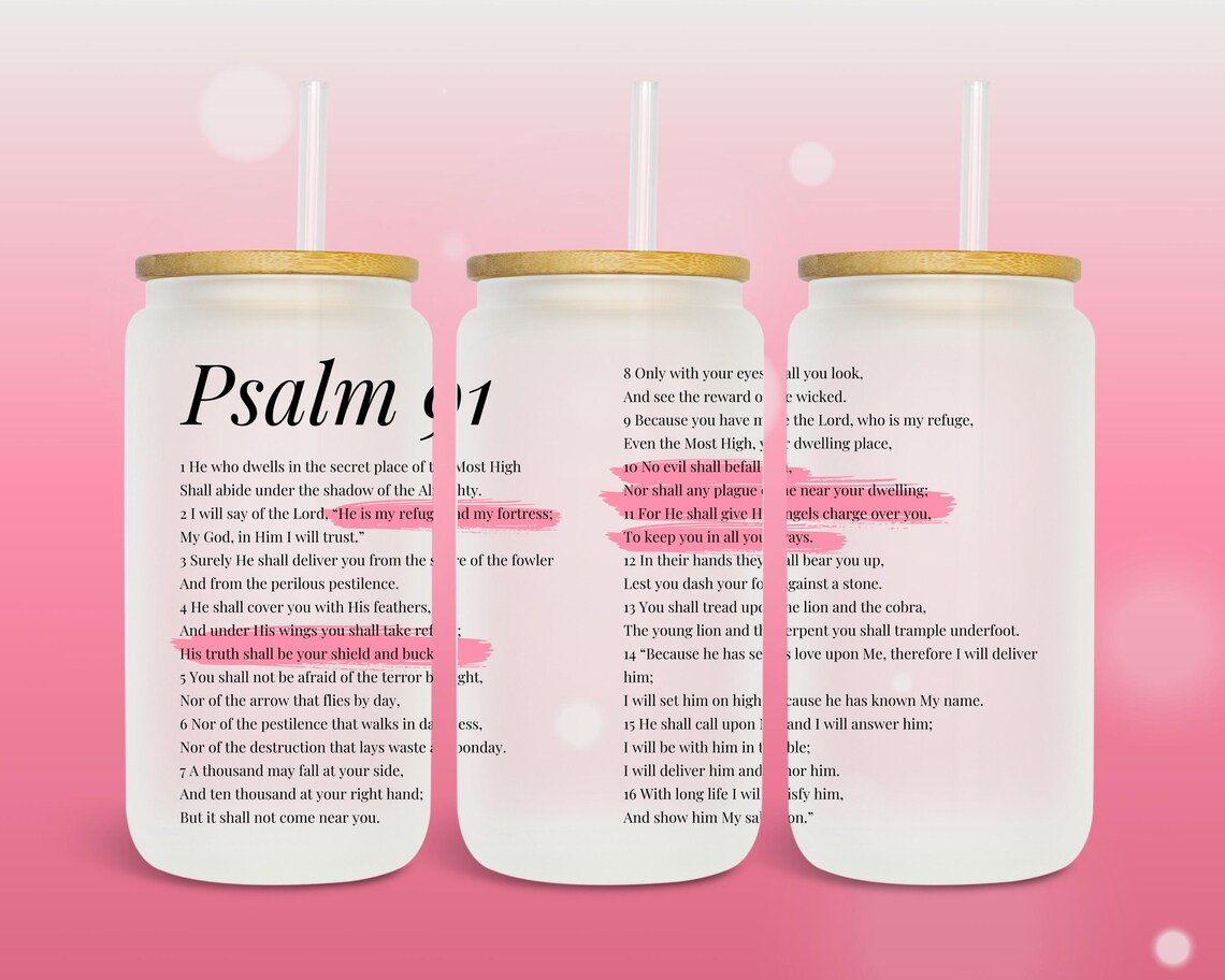 Psalms 91 PNG Bundle: Christian Sublimation Design for 16oz Libbey ...