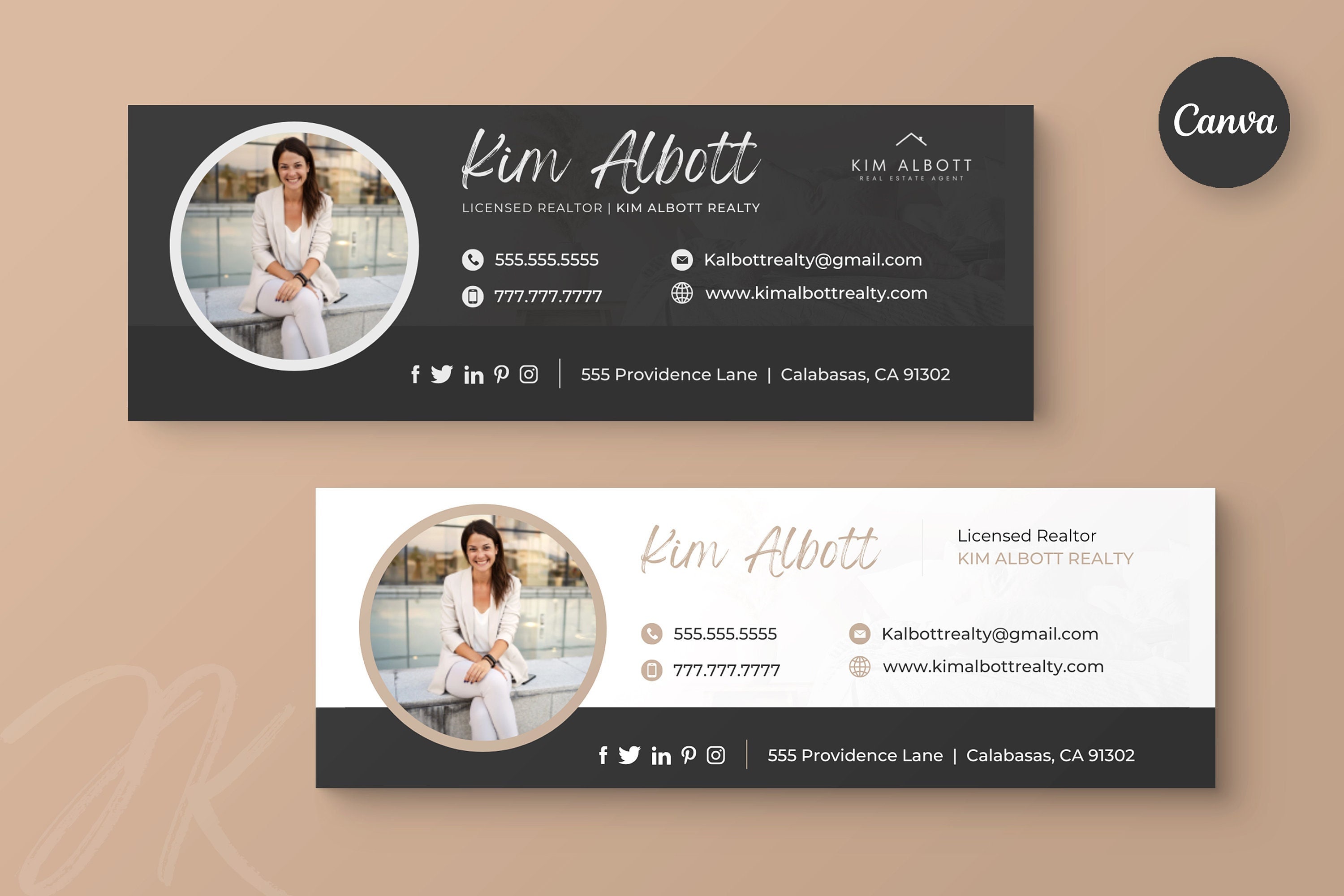 Real Estate DIY Email Signature Set of 2 With Logo Photo - Etsy