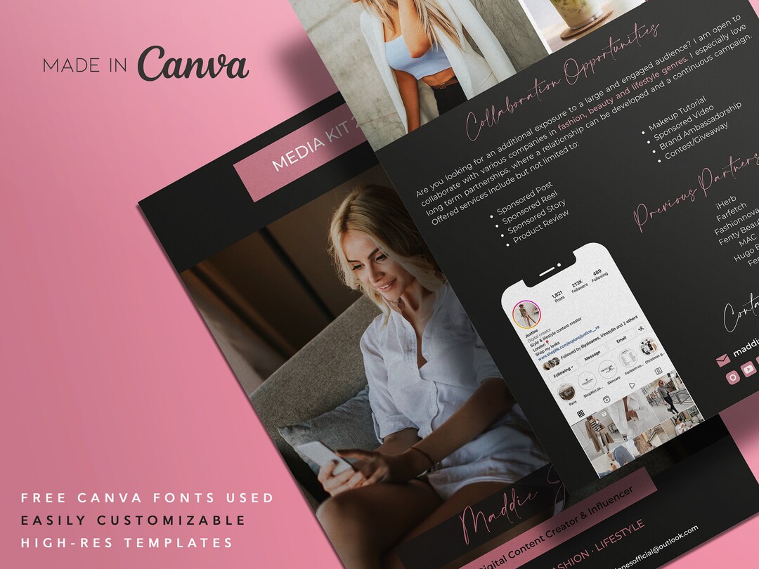 Media Kit Template Canva Influencer 3-page Blogger Media Kit - Etsy