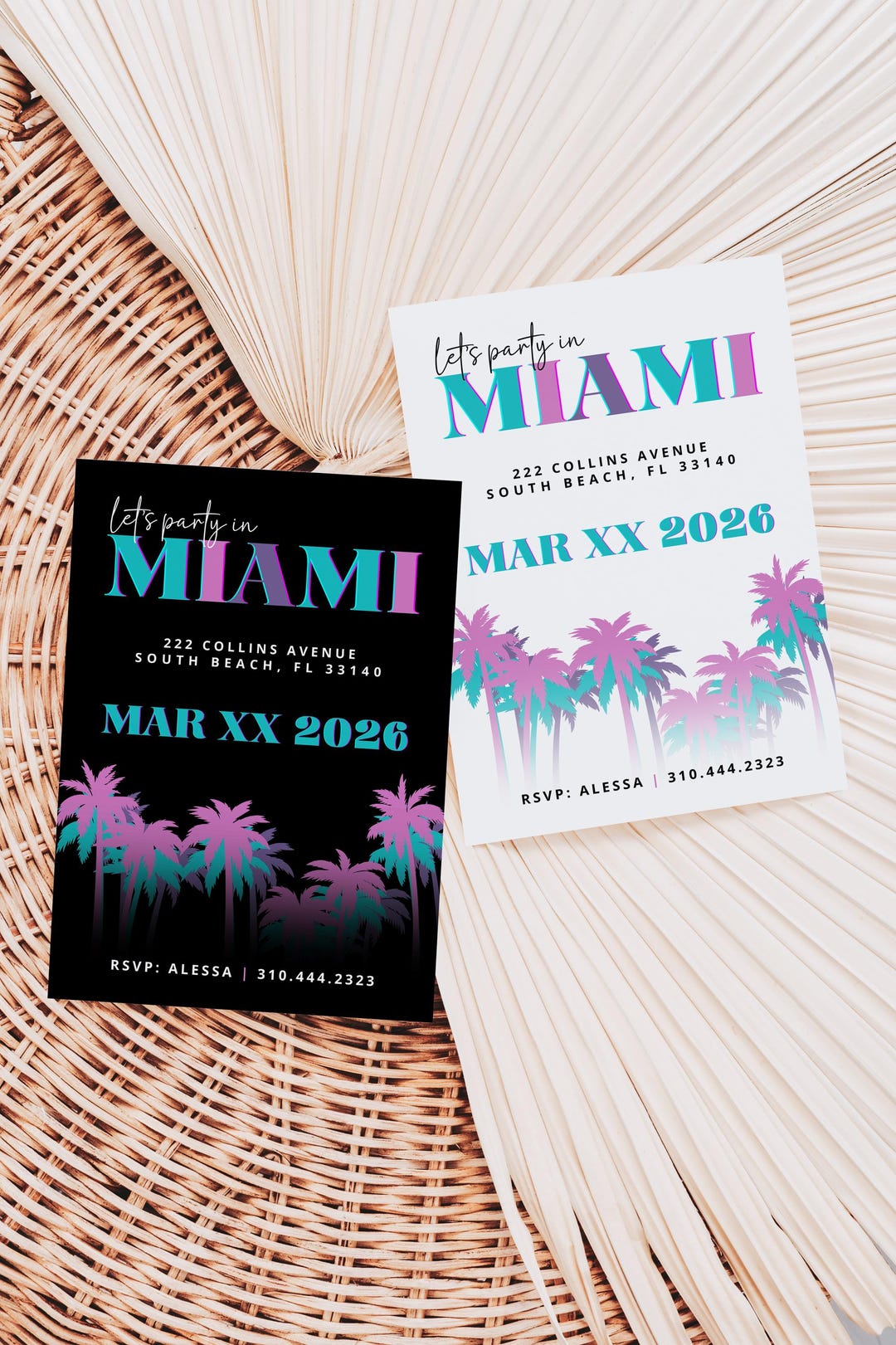 Retro Miami Party Invitation: Bachelorette or Birthday, Editable Canva ...