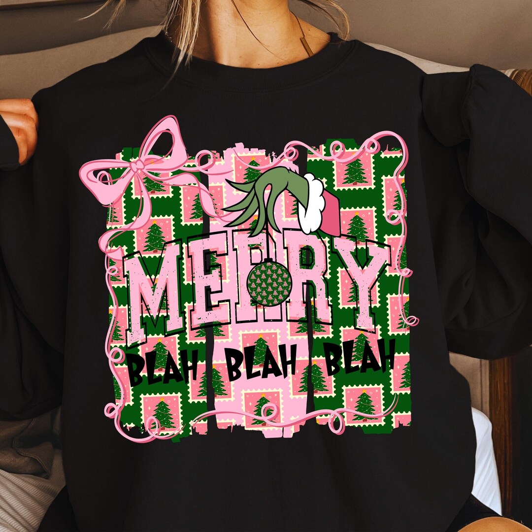 Grinchy PNG | Pastel Merry Blah Blah Christmas (sublimation Download ...