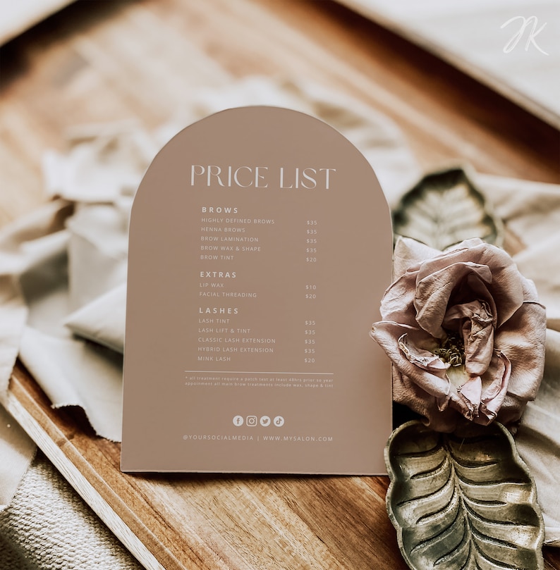 Boho Salon Price List Template: Lashes, Brows, Hair (canva Printable ...