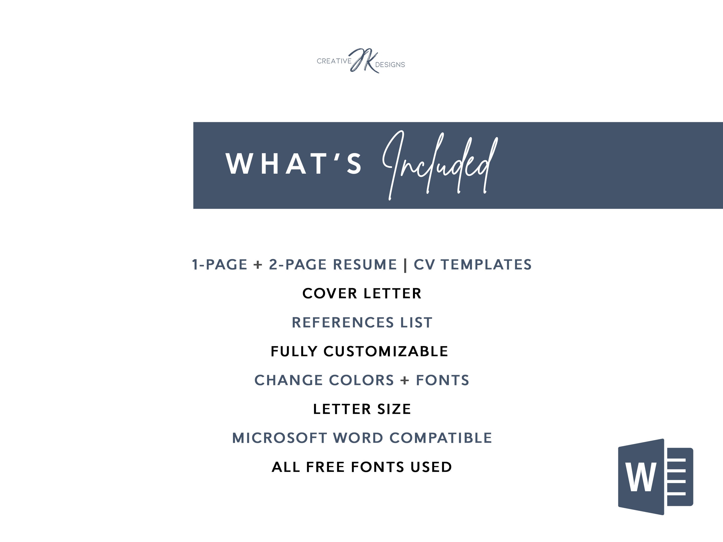 Navy Blue Resume Template Resume Template Word Modern - Etsy