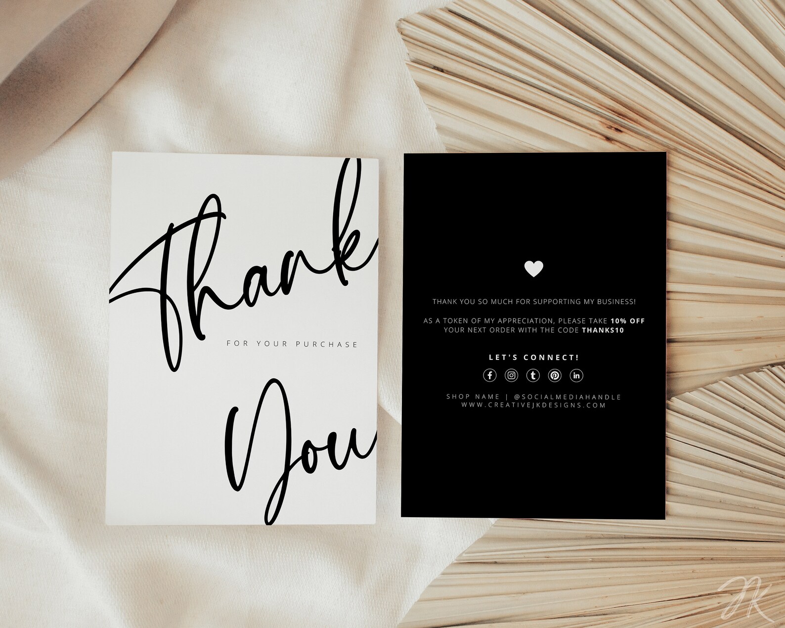 Boho Business Thank You Card Template Editable Thanks for - Etsy