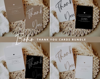 Editable Boho Thank You Card Template Bright Boho Business Thank You ...