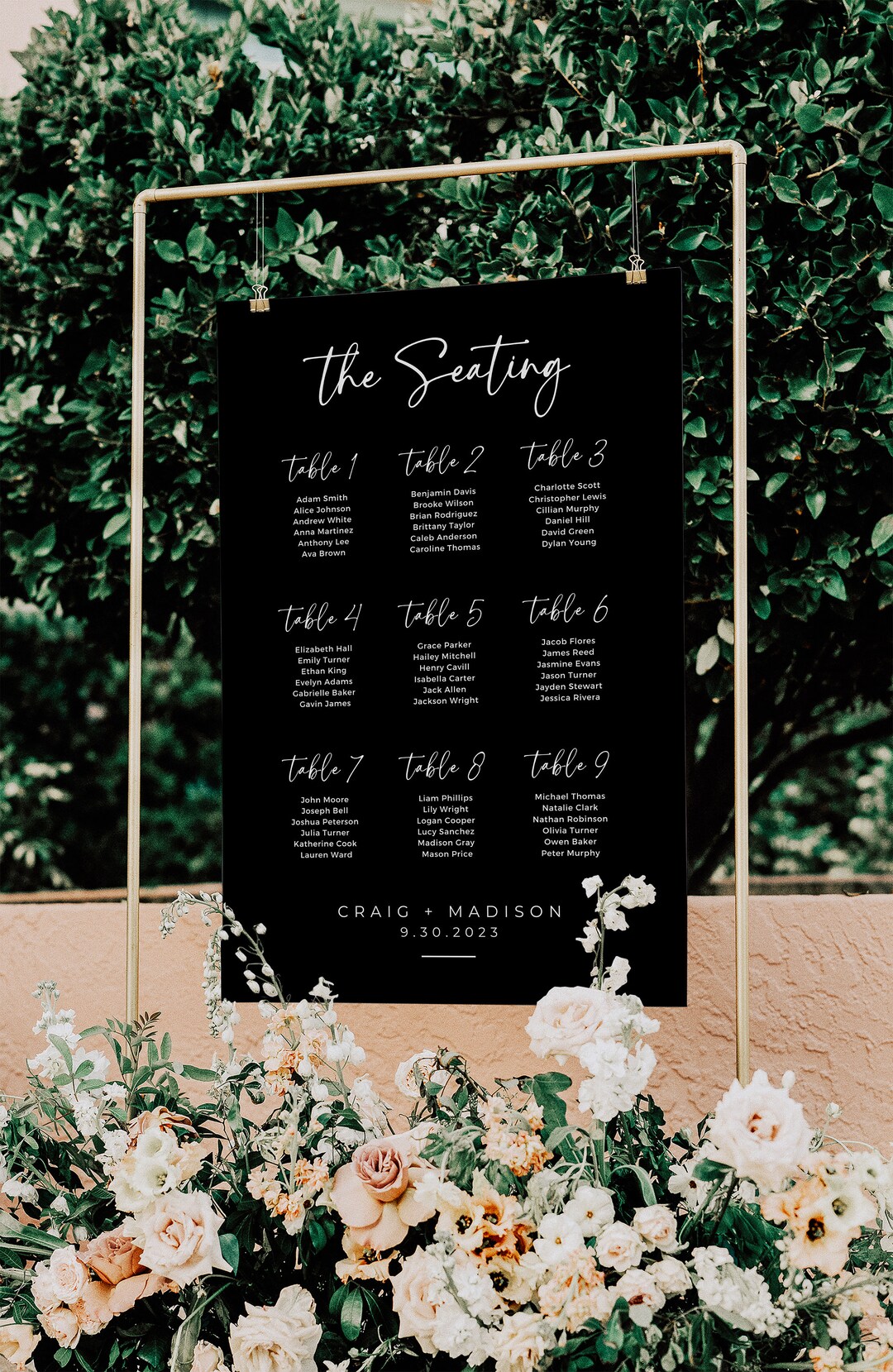 Editable Wedding Seating Chart Bundle: Modern Black and White (digital ...