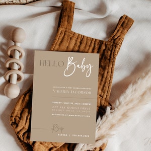 Boho Baby Shower Invitation Bundle: Neutral Editable Invite (instant ...