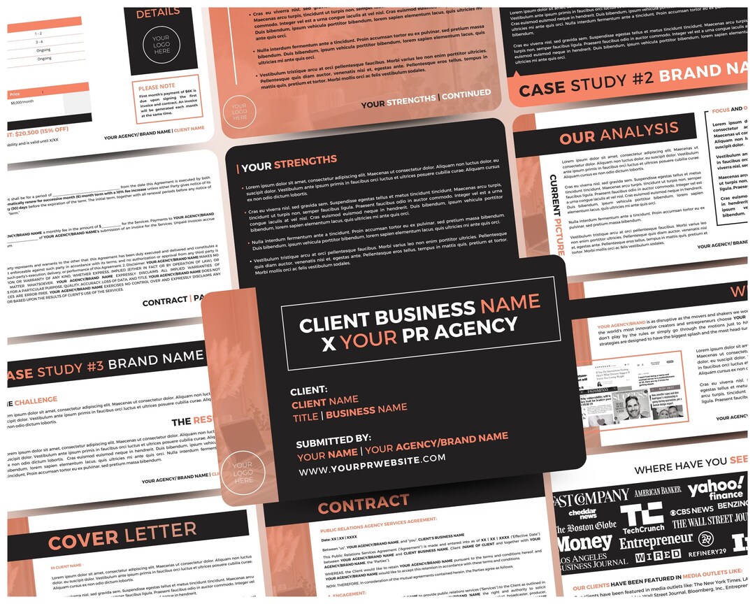 MINI PR Agency Proposal and Contract Canva Template Bundle | Diy PR ...