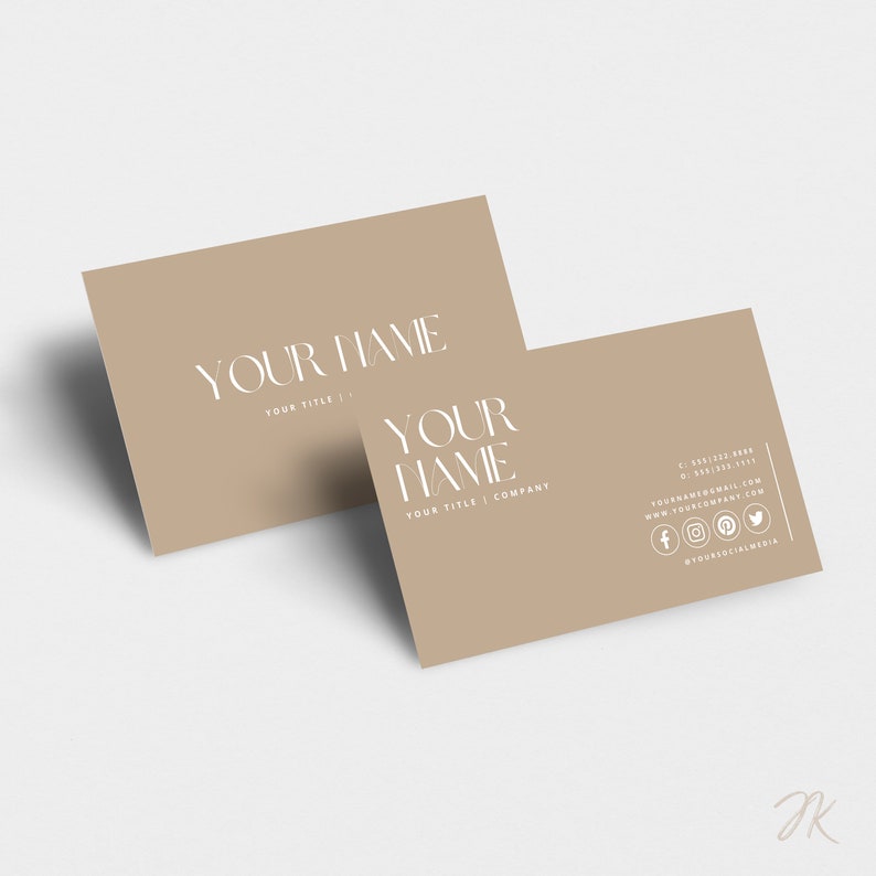 Boho Business Card DIY Canva Template Printable Card Beige - Etsy