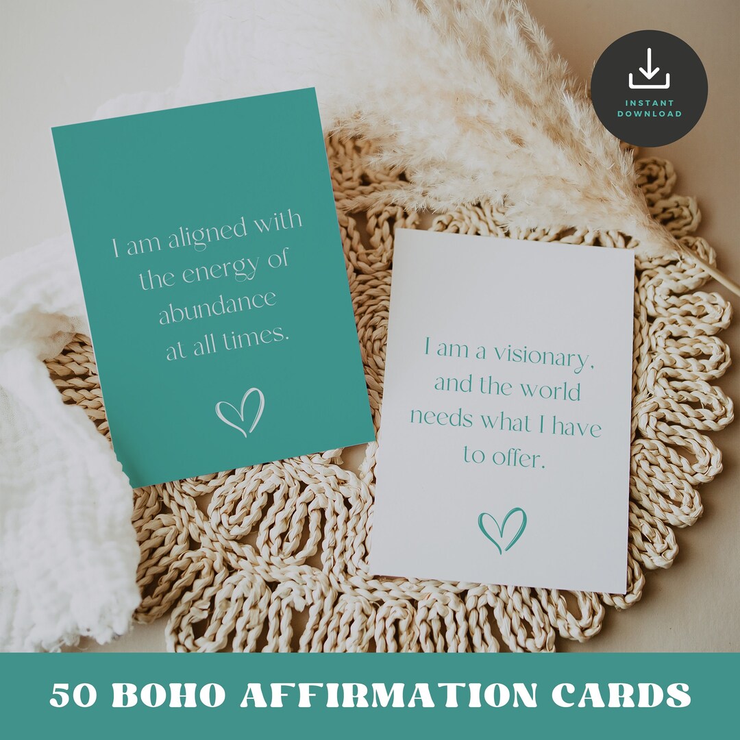 Breakfast at Teal | 50 Printable Affirmation Cards | Positive Quotes ...