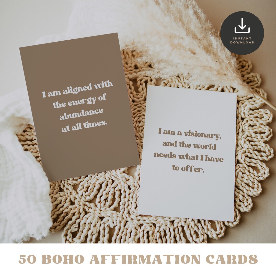 50 Printable Boho Affirmation Cards | Positive Quotes | Affirmations ...