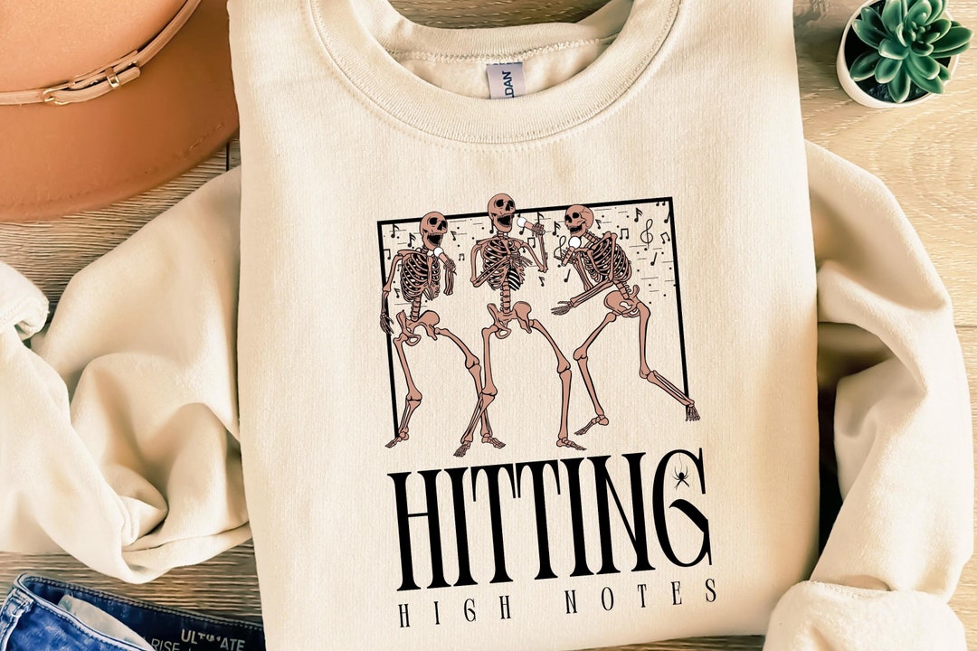 Retro Halloween PNG Hitting High Notes Design Skeleton Singing Shirt ...