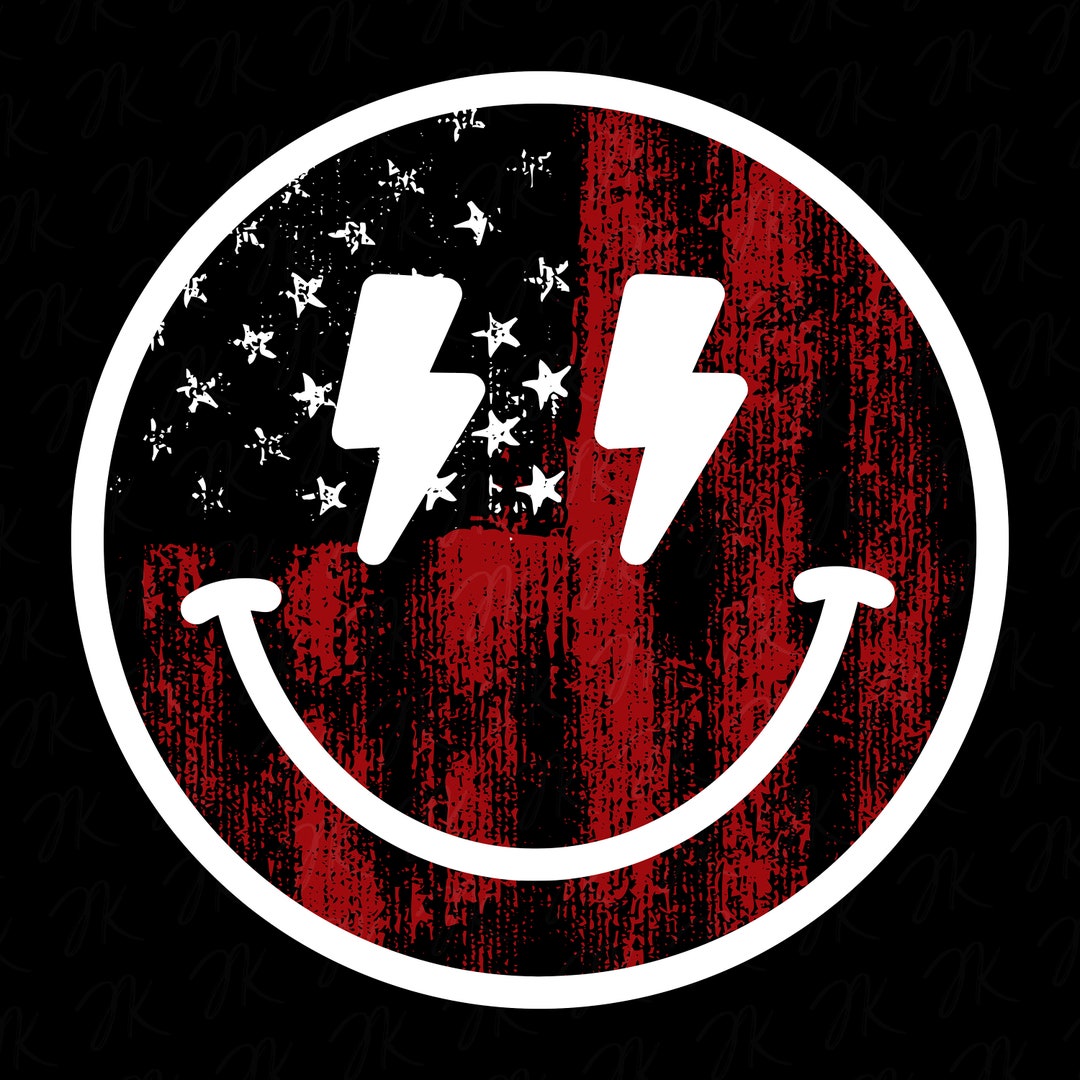 American Flag Smiley Face | Retro USA Flag Shirt | 4th of July PNG ...