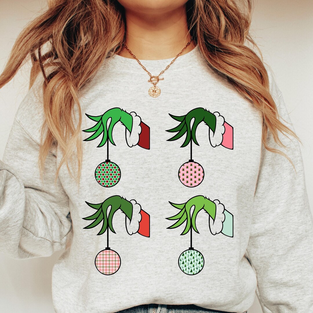 Grinchy Hand Ornaments PNG | Christmas Sublimation Design (digital ...