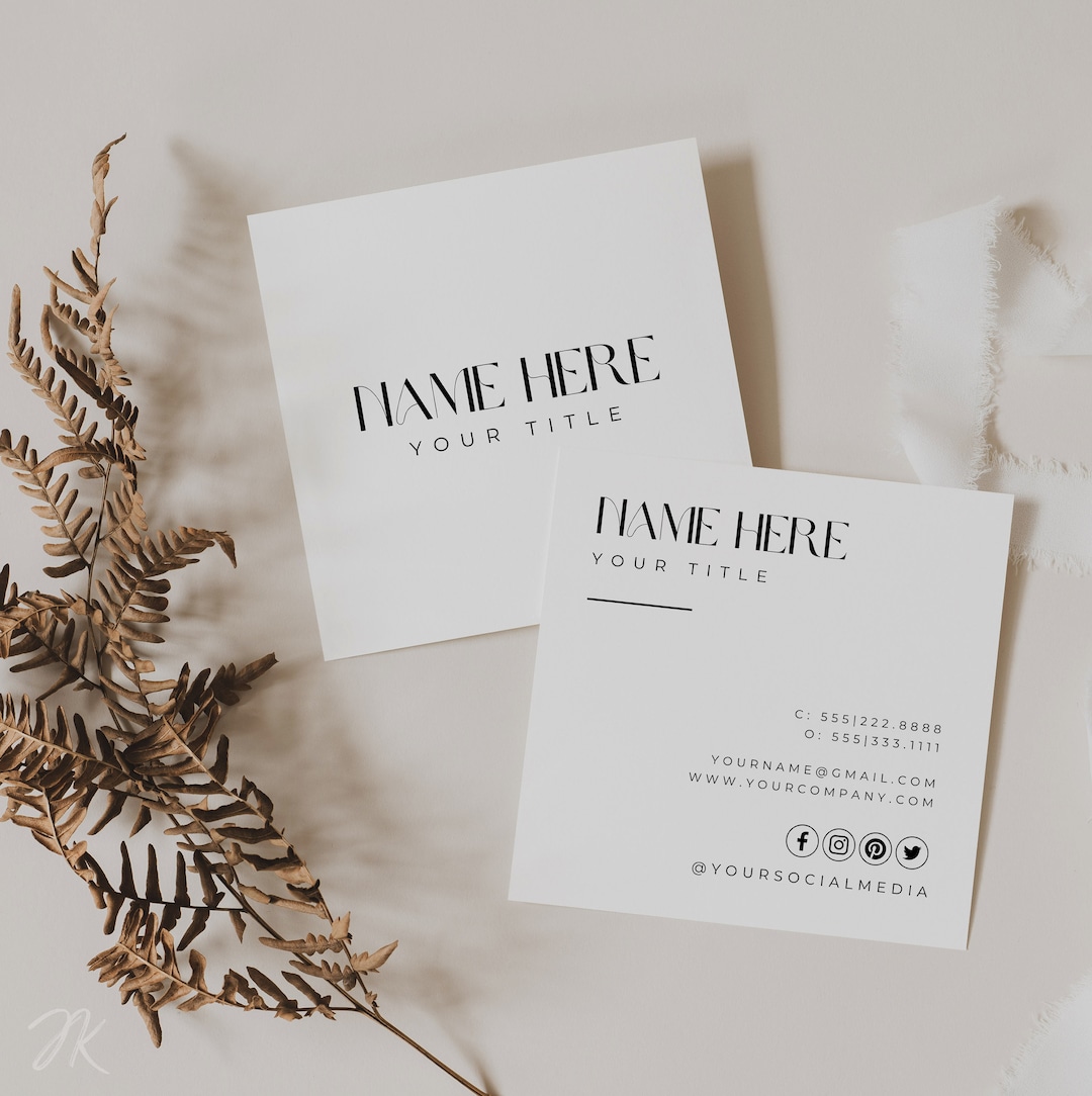 White Square Business Card | DIY Canva Cards | Printable Card | Small ...