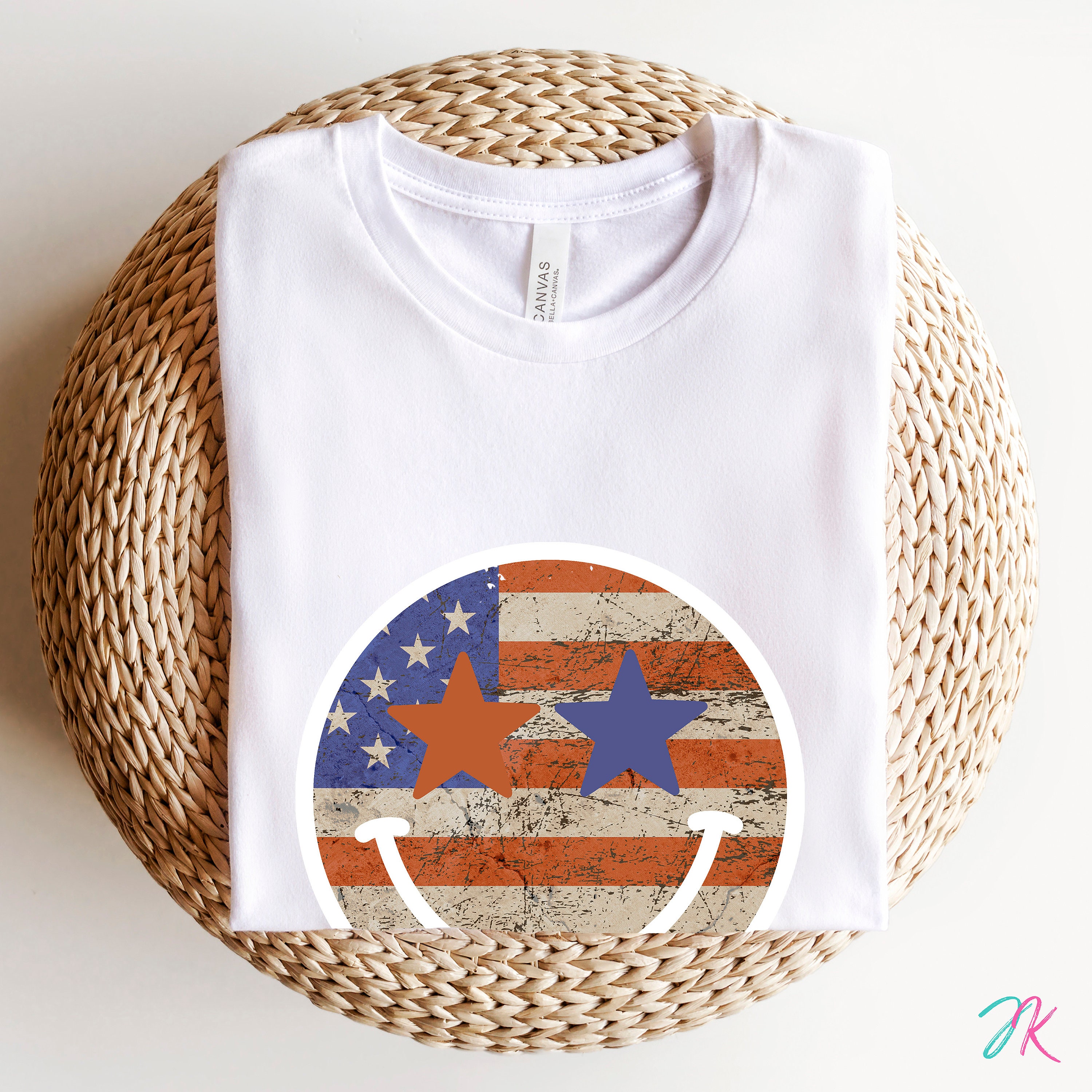 Retro American Flag Smiley Face PNG USA Smiley Sublimation - Etsy