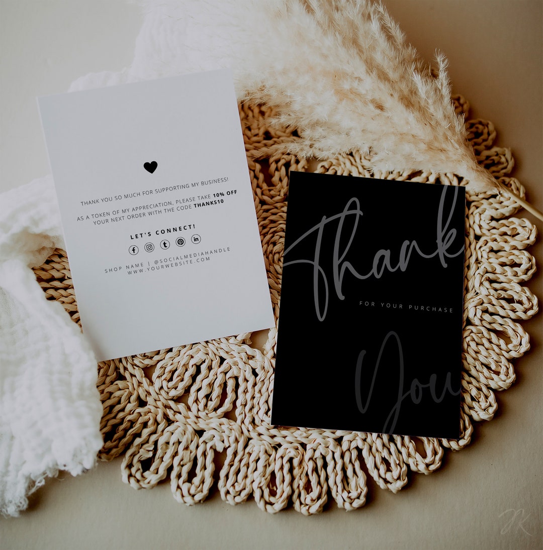Thank You Card Small Business Bundle SET OF 5 Editable Thank You Card ...