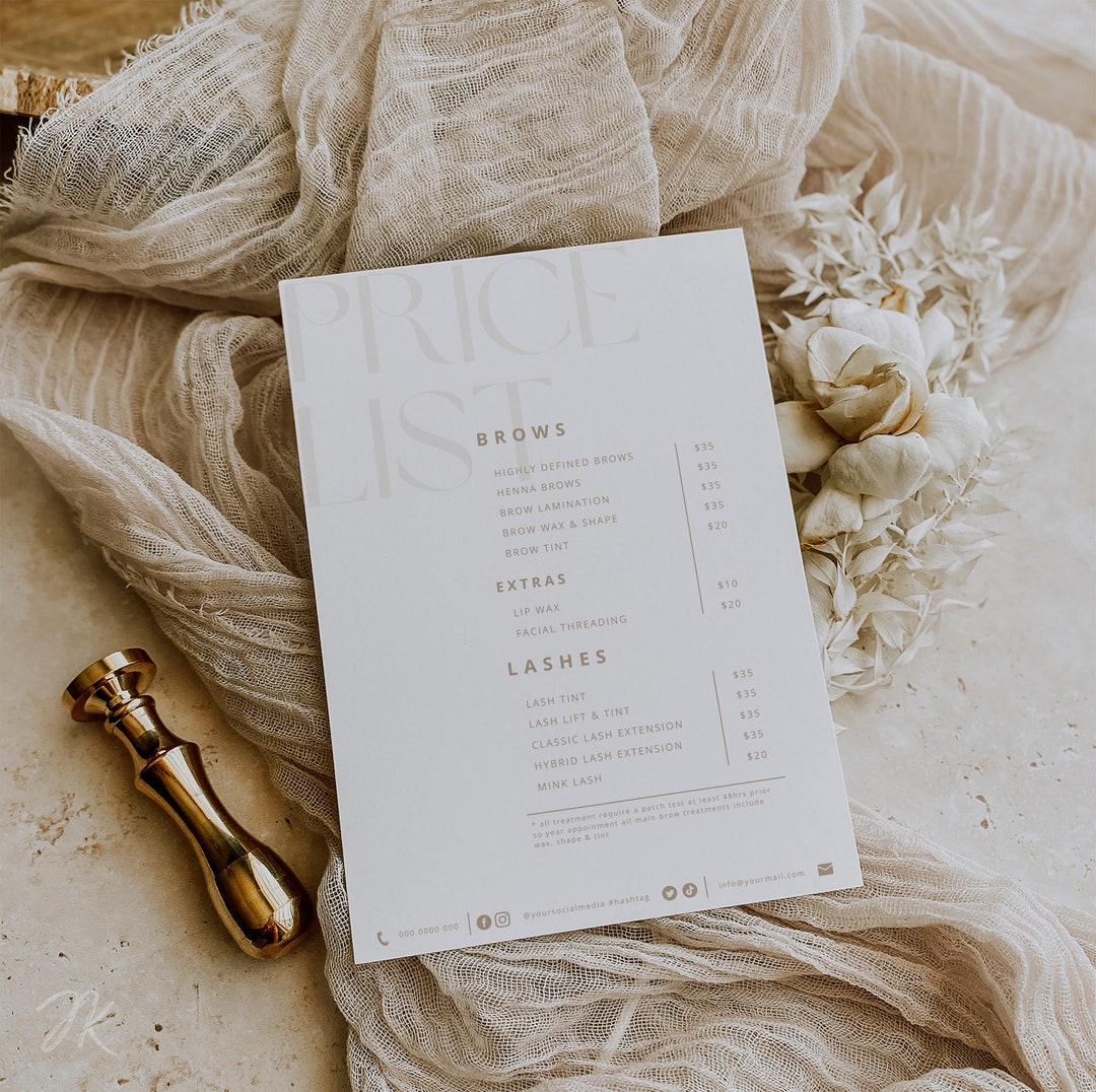 Boho Beauty Salon Price List Template: Minimalist Printable (canva ...