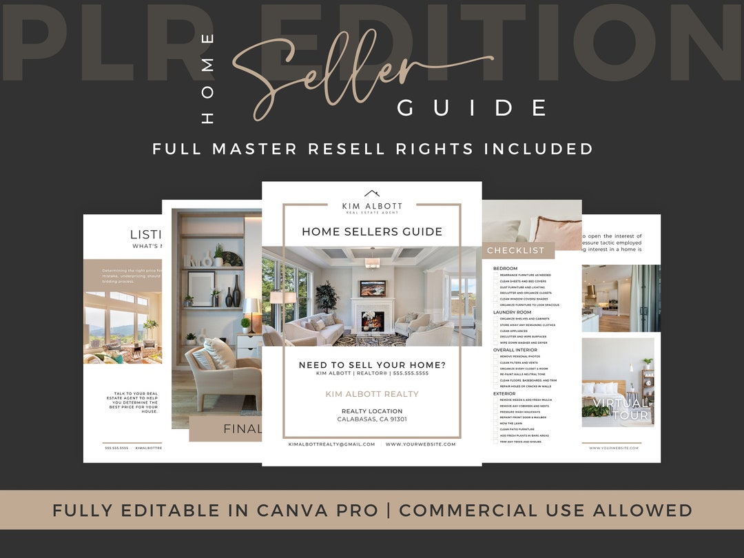 PLR Real Estate Seller Guide: Canva Pro Template With Master Resell ...